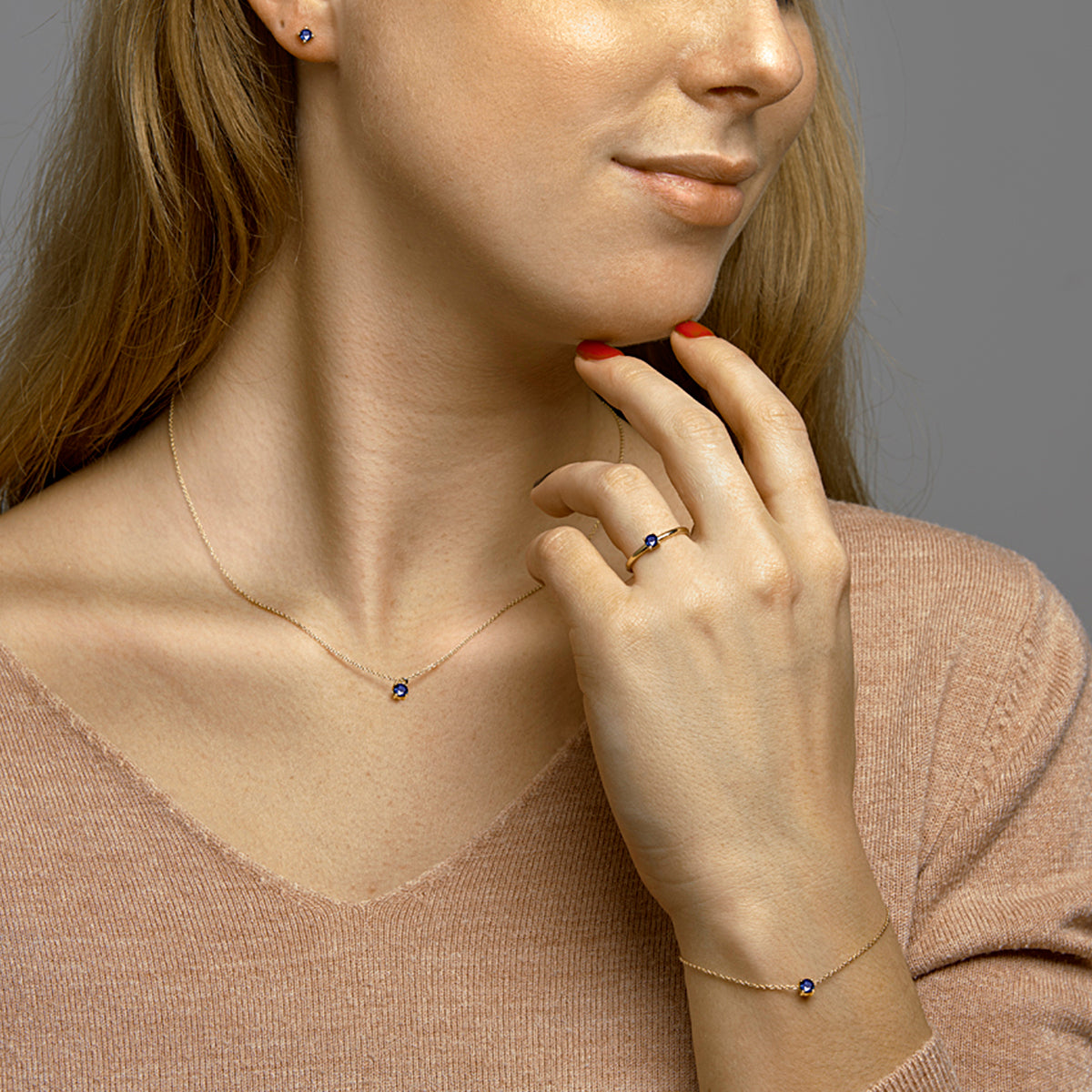 14krt geelgouden armband met blauw saffier 15,5-17-18,5cm – Van Sloun ...